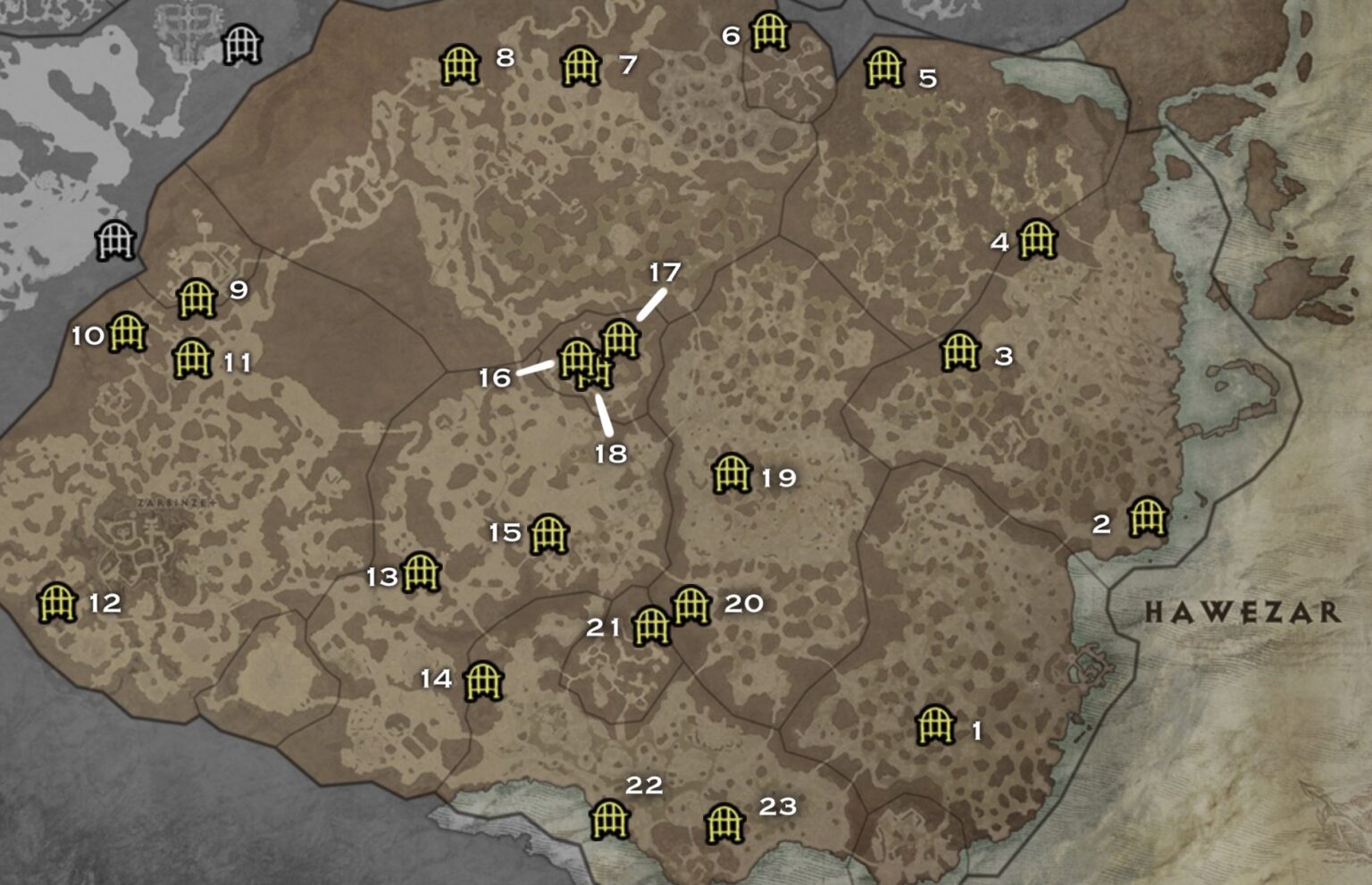 Diablo IV – Guide de zone « Hawezar » : 100% de renommée, Autels de ...